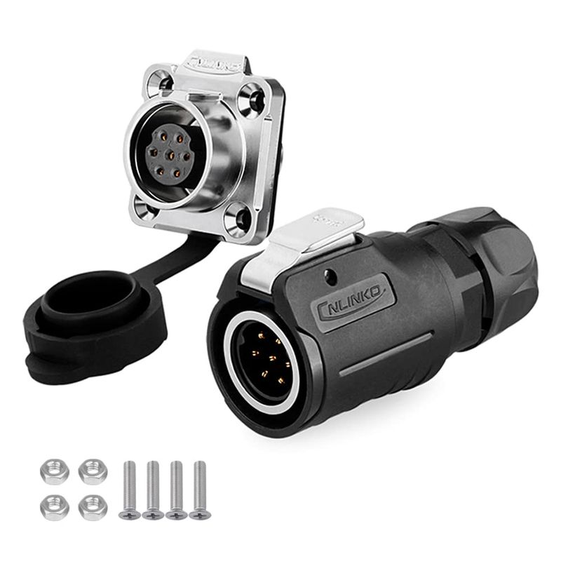 CNLINKO 7Pin Male Female Plug Socket Industrial Waterproof Power ...