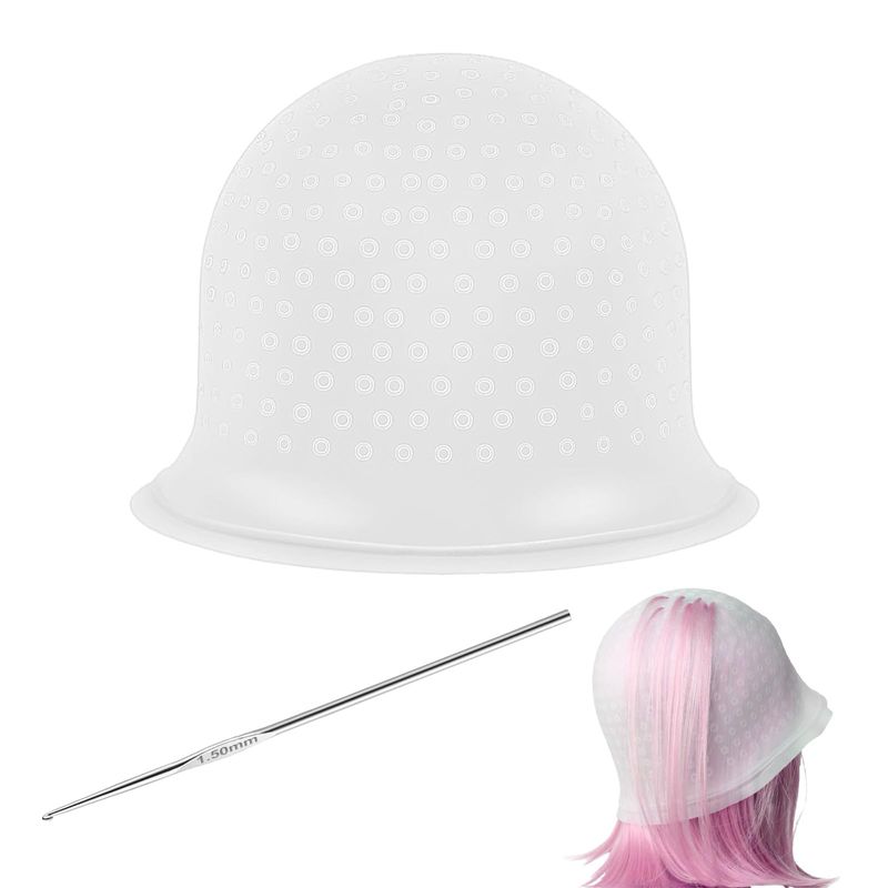 Hair Highlighting Cap and Hook Kit, Silicone Highlight Cap and Hook Kit ...