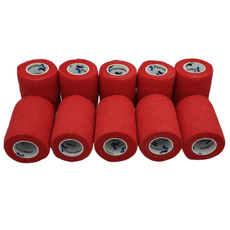 PintoMed – 10 X RED X 7.5CM X 4.5M - Cohesive Bandage Stretched, Self ...