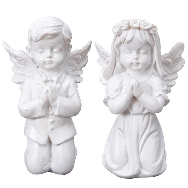 NUOBESTY 2pcs Resin Angel Figurines Praying Angel Boy Girl Statue Party Angel Action Figure ...
