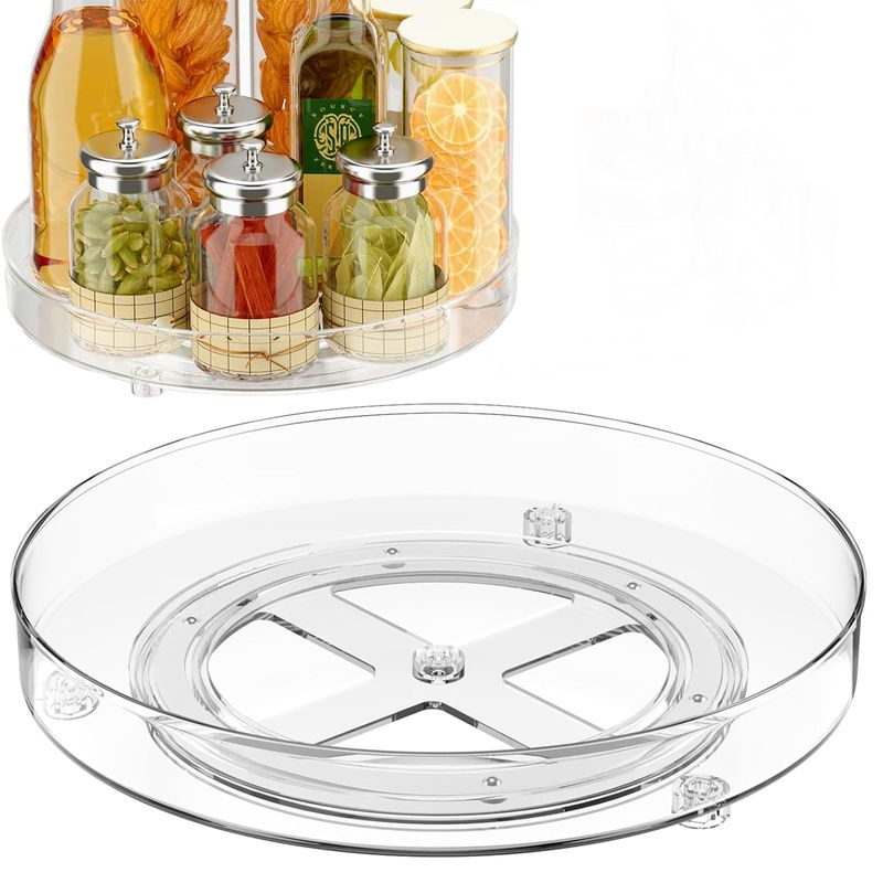 JESIFFY Lazy Susan Turntable Organiser Fridge 27 cm + 23.5 cm Rotating ...