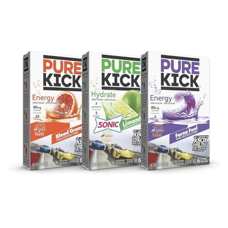 Pure Kick Energy/Hydrate Drink Mix Variety Pack 3 Boxes (6 sticks) - 18 ...