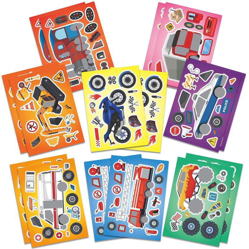 16 Sheets Engineering Vehicle DIY Stickers for Kids Make Your own Truck ...