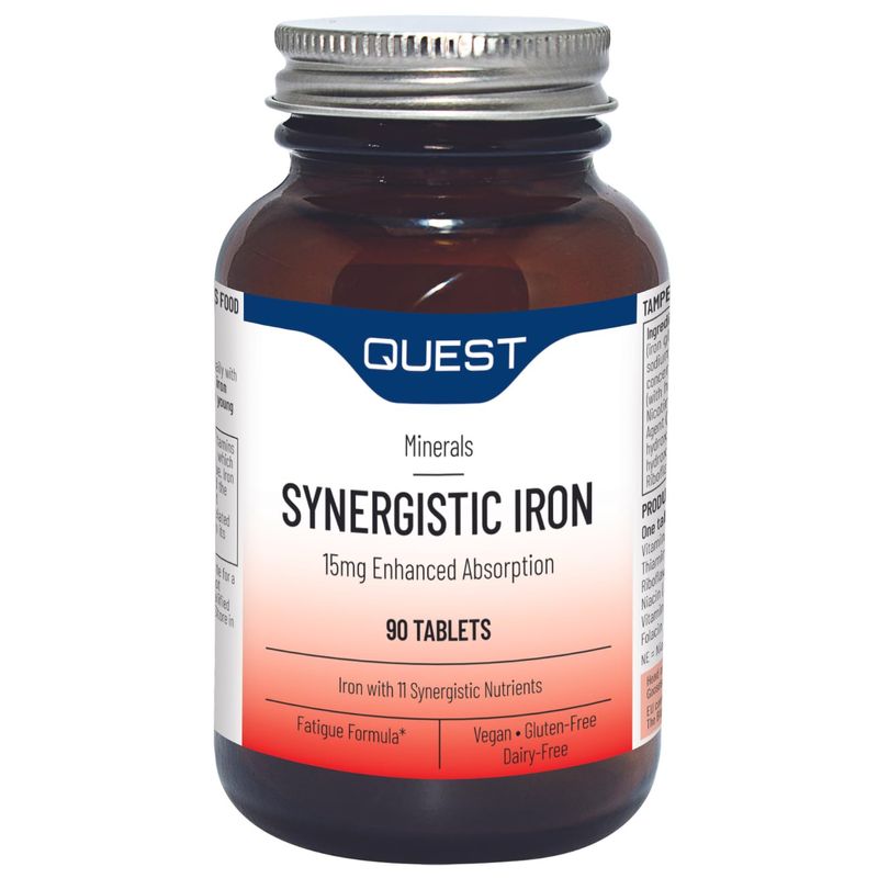 Quest Synergistic Iron 15mg Tablets with Vitamin B, C & Copper. Helps ...