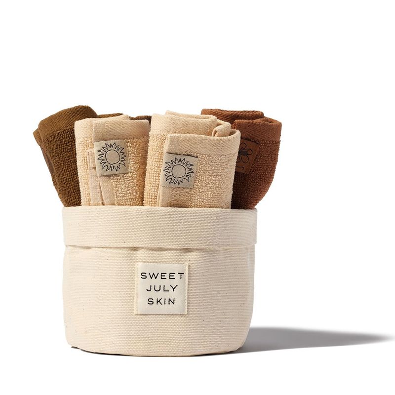 SWEET JULY SKIN Face Towel Set Day & Night, Makeup Removal, 100% Cotton ...