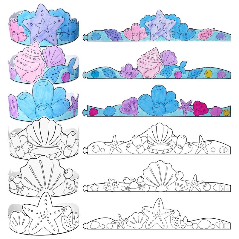 Sumind 24 Pcs DIY Mermaid Crown Crafts Coloring for Crafts and Fun ...