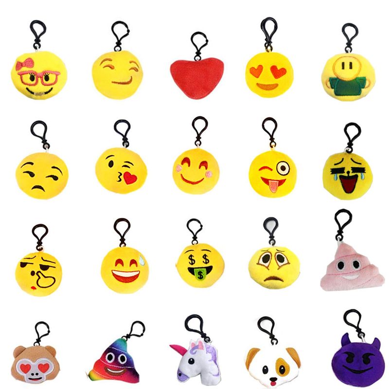 HONGCI 20 Pcs Mini Emoji Keychain,Lovely Emoji Keyrings ,Emoji Plush ...