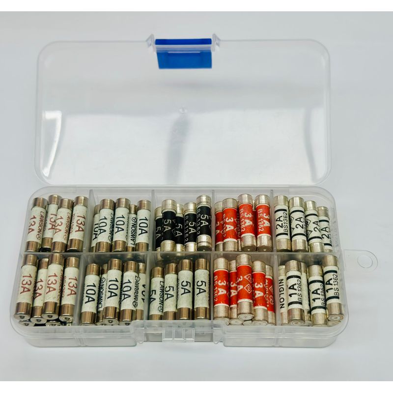 Premium Fuse Kit Assortment – 100 Piece BS1362 Fuses in Carry Case | 1A ...