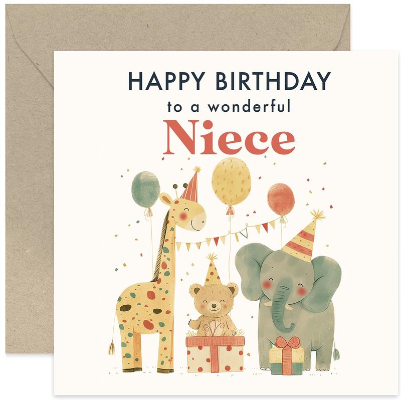 1st Birthday Card for Niece - Safari Jungle Animals - 2nd 3rd Children ...