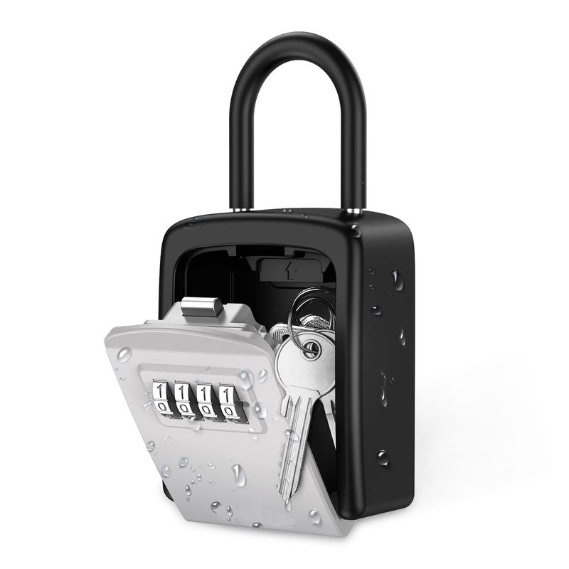 Key Lock Box, Upgraded Wall Mounted Key Safe Box, Weatherproof 4 Digit ...