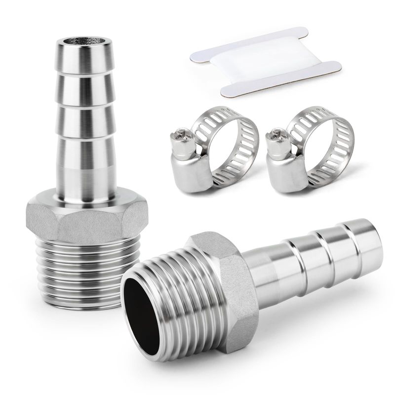 ERGAOBOY 2 Pcs 304 Stainless Steel 25 MM Barb to 3/4" BSP Male Hose ...