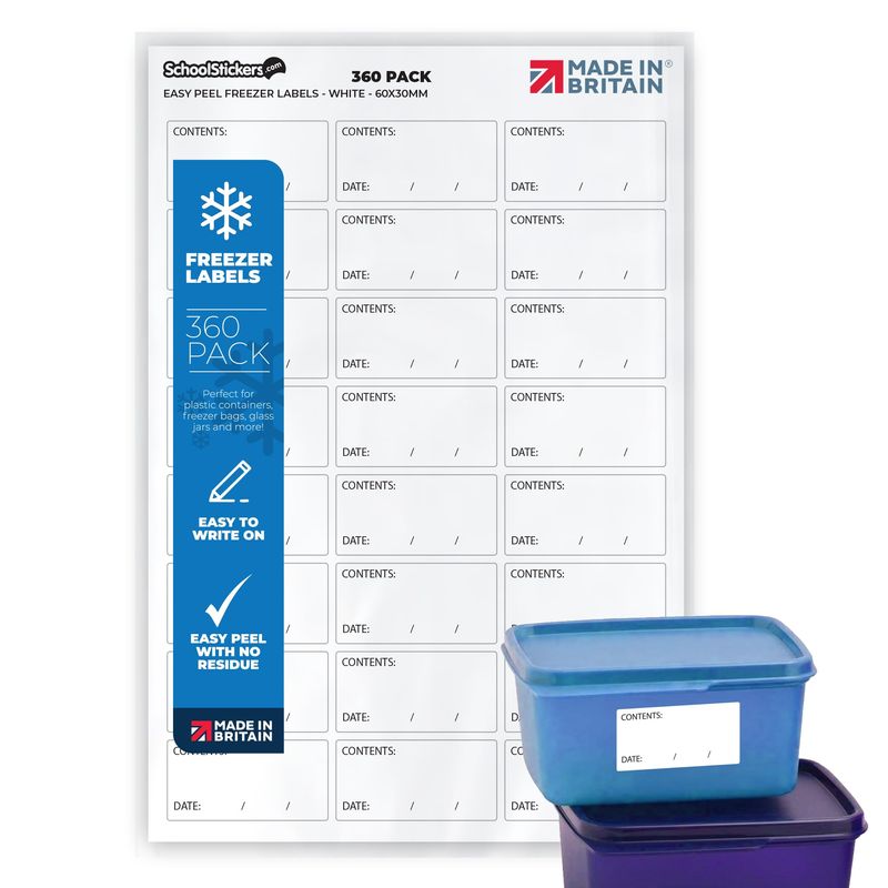 SchoolStickers Freezer Labels - No Residue Adhesive - Easy to Remove ...