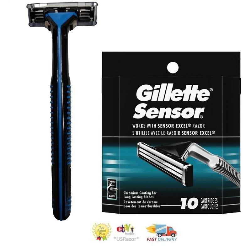 Original 11 Gillette Sensor Razor Metal Shaver Handle 93 USA fit Excel ...