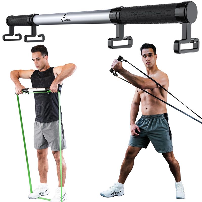 Resistance Band Bar, Sportneer Detachable Workout Exercise Bar Handles ...