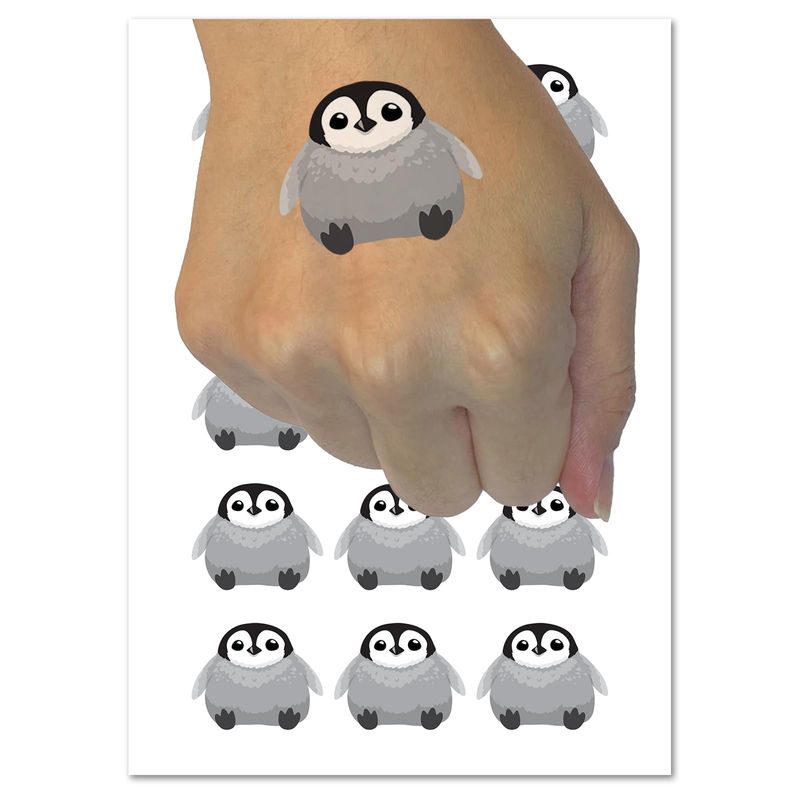 Cute Fluffy Baby Penguin Temporary Tattoo Water Resistant Fake Body Art ...