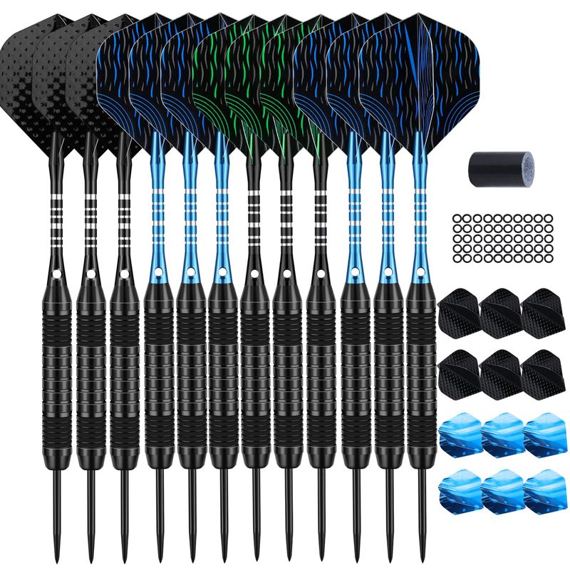 DARTSPACE 12 Pack Steel Tip Darts Set 24 Grams, Metal Tip Darts with ...