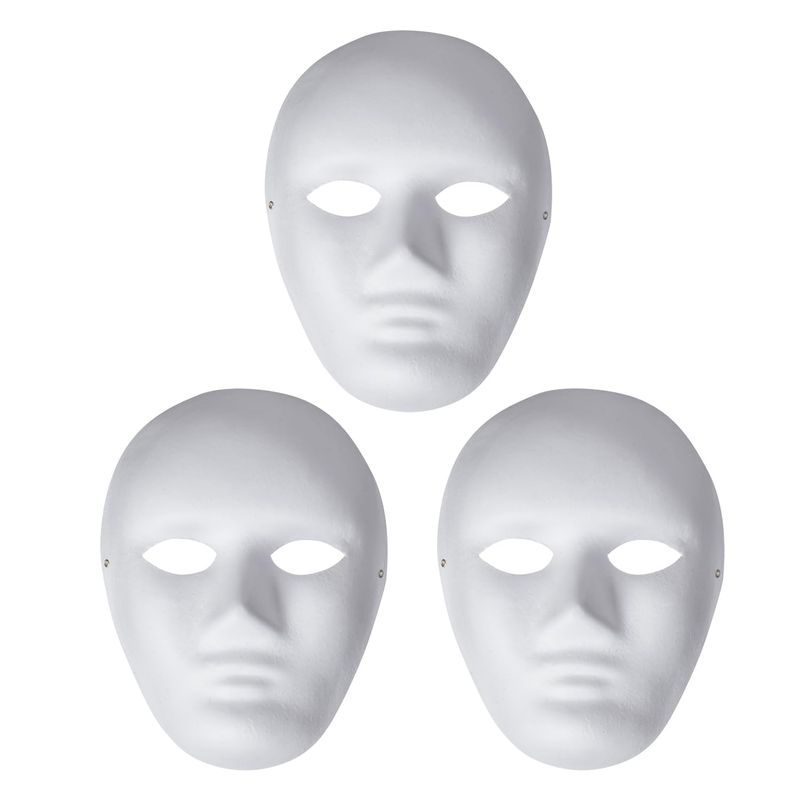 Liatunou 3 Pack Paper Mache Masks,White DIY Full Face Masks,Paintable ...