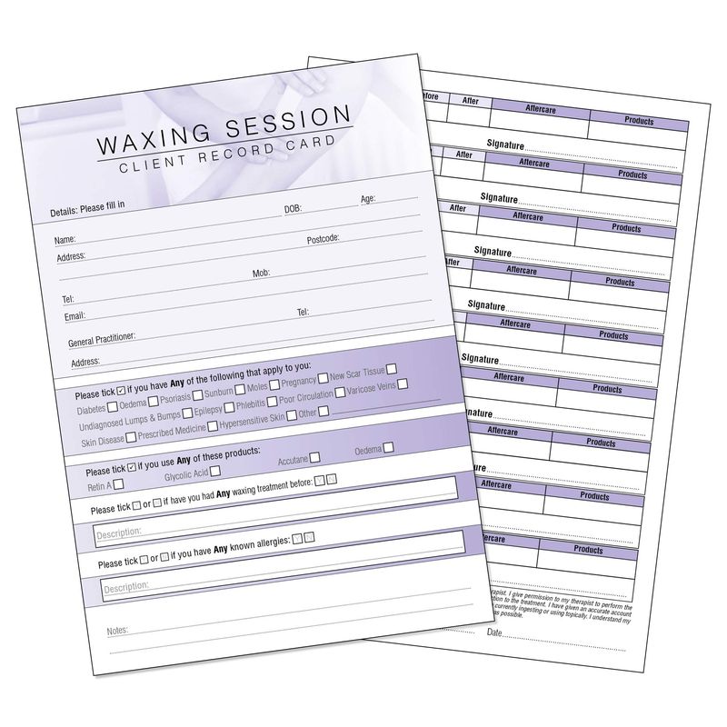 Waxing Client Record Card - Treatment Consultation Form for Mobile ...