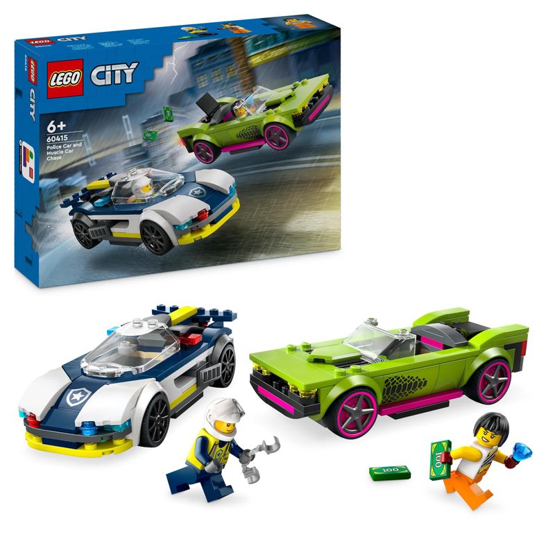 LEGO City Police Car and Muscle Car Chase, Racing Vehicle Toys for 6 ...