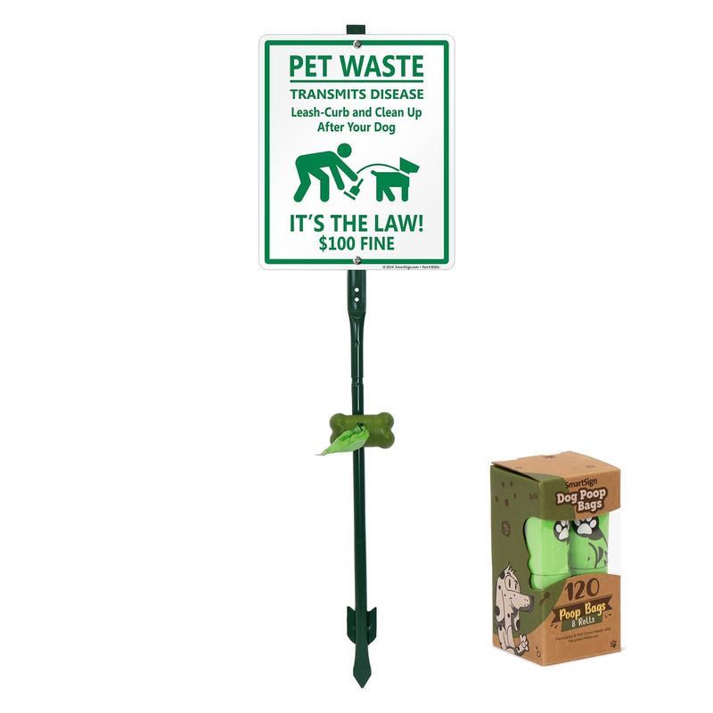 SmartSign Pet Waste Transmits Disease Leash/Curb/Clean Up Yard Sign ...