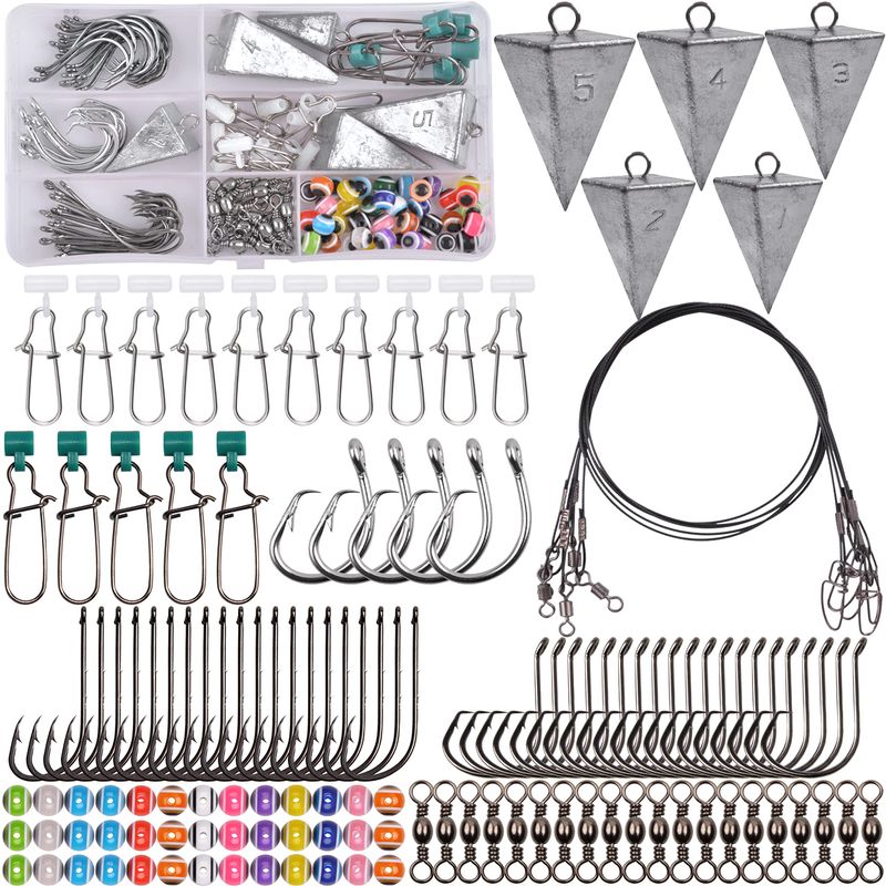 Surf Fishing Tackle Kit, 130pcs Saltwater Surf Fishing Rigs Fish Finder ...