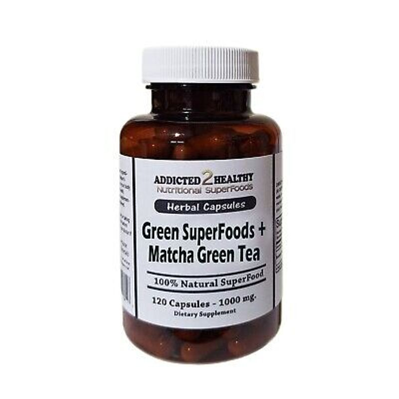 120 Green SuperFoods + Matcha Green Tea Capsules - Immunity, Energy ...