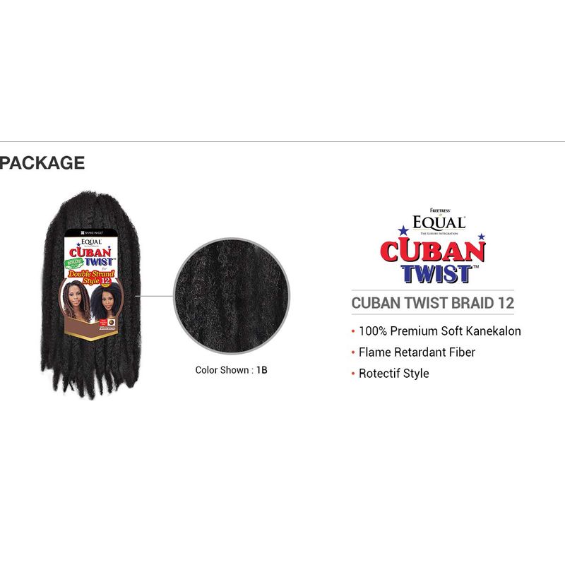 Freetress Equal Synthetic Hair Braids Double Strand Style (Havana Twist) Cuban Twist Braid 12 ...