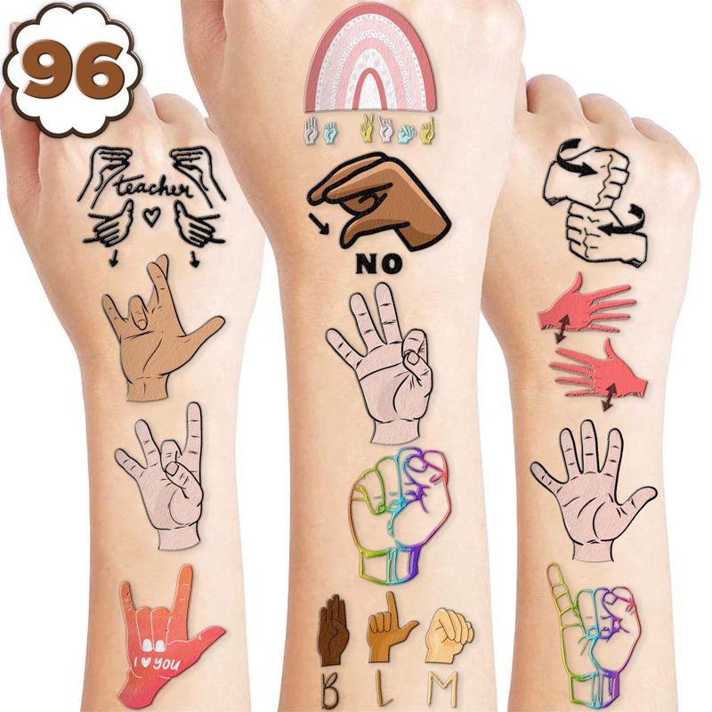 107 PCS ASL Temporary Tattoos Themed Birthday Party Decorations Favors ...