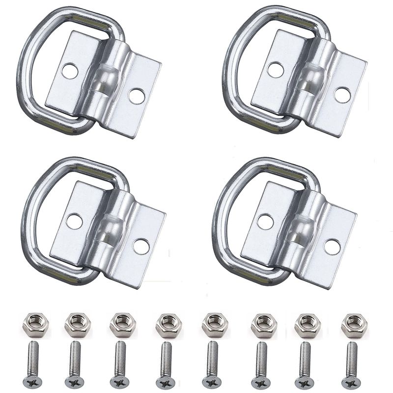 WeqeYent 4 PCS D Rings Tie Downs Straps Ring,D-Ring Galvanized Steel Cargo Anchors Lashing Rings ...