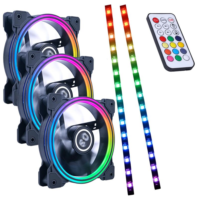 DS 120MM LED Addressable RGB Case Fan with Controller for Computer ...