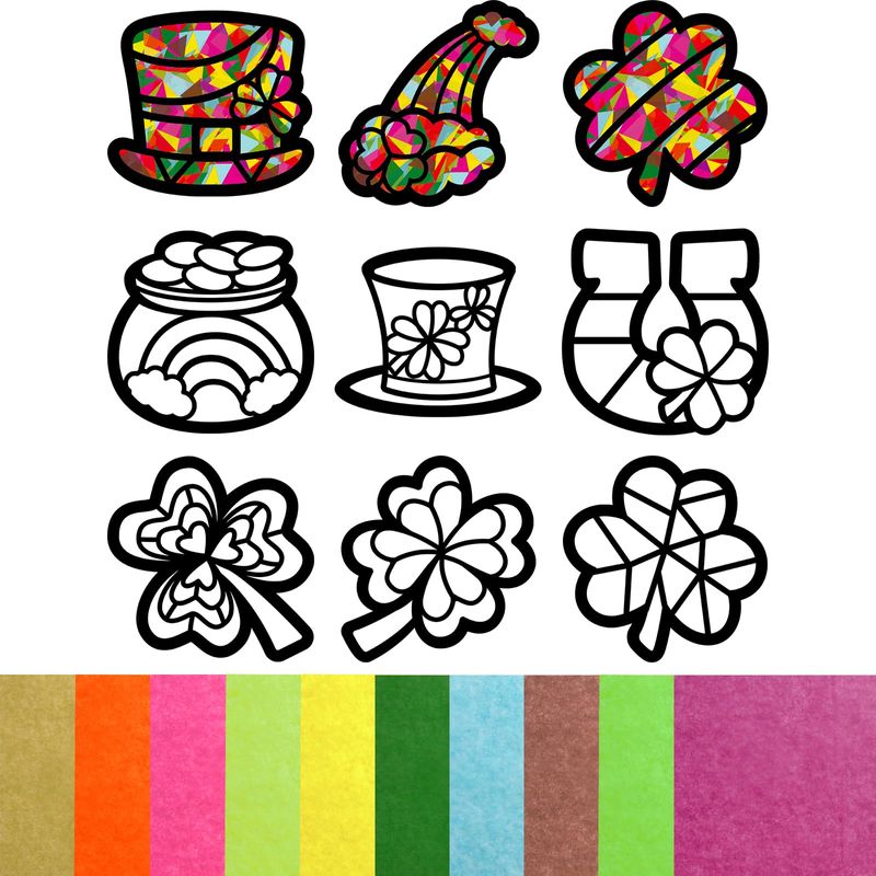 18Pack St. Patrick's Suncatcher Crafts for Kids DIY Shamrock Window ...