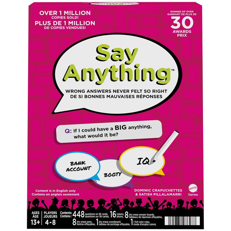 Mattel Games Say Anything Board Game for Adults & Teens, Party Game ...