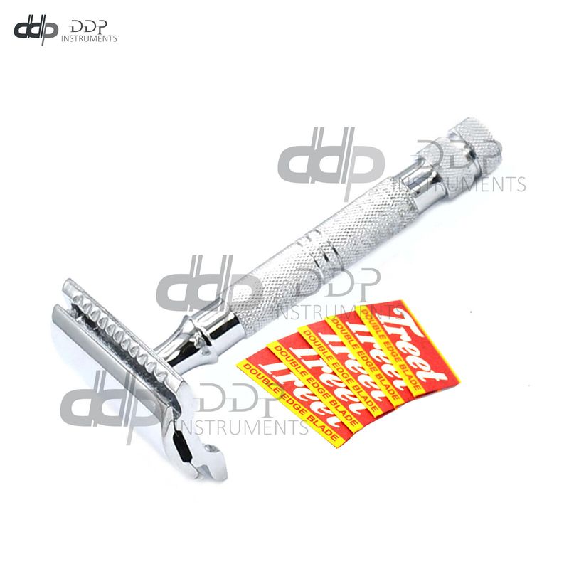 Classic Stainless Steel Manual Shaver Double Edge Safety Razor+5 Bldes ...