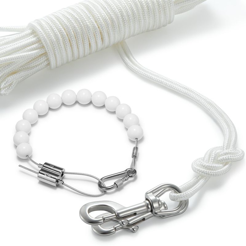 50Ft Flag pole Rope Kit, Polyester Halyard Flag Rope with 2 Pcs 3.5 ...