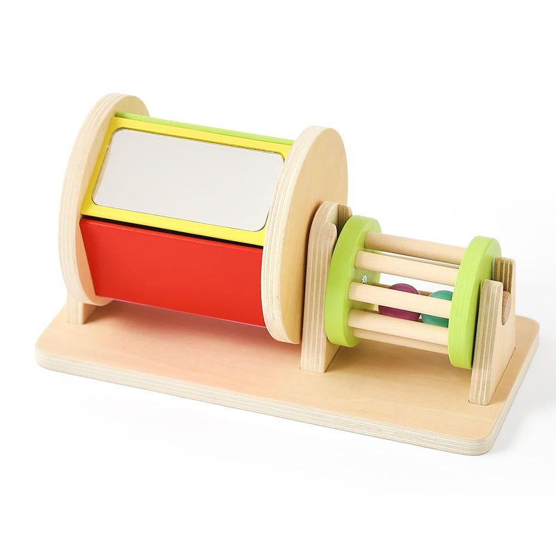 IEATFO 2-in-1 Montessori Baby Toys | Wooden Spinning Drum & Rolling ...