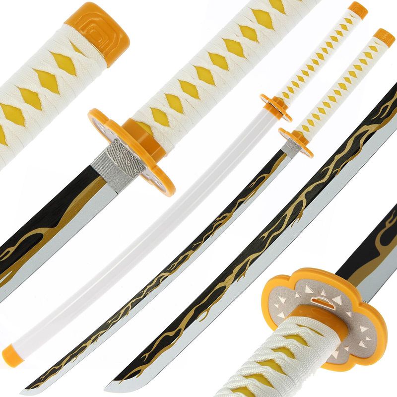 Bamboo Handmade Anime Katana – 100cm Wooden Blunt Sword Prop with ...