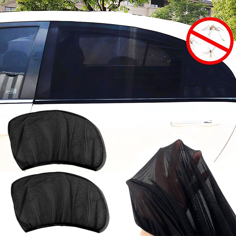 2PC Car Side Front Rear Window Sun Shade Mesh Cover Bugs Net Screen UV ...