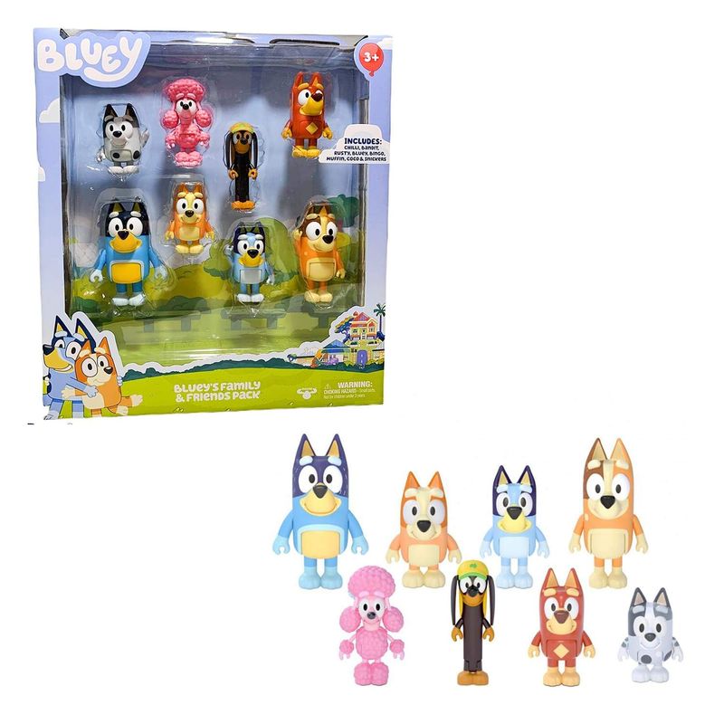 Bluey Family and Friends Figure 8-Pack: Articulated 2.5 Inch Action ...