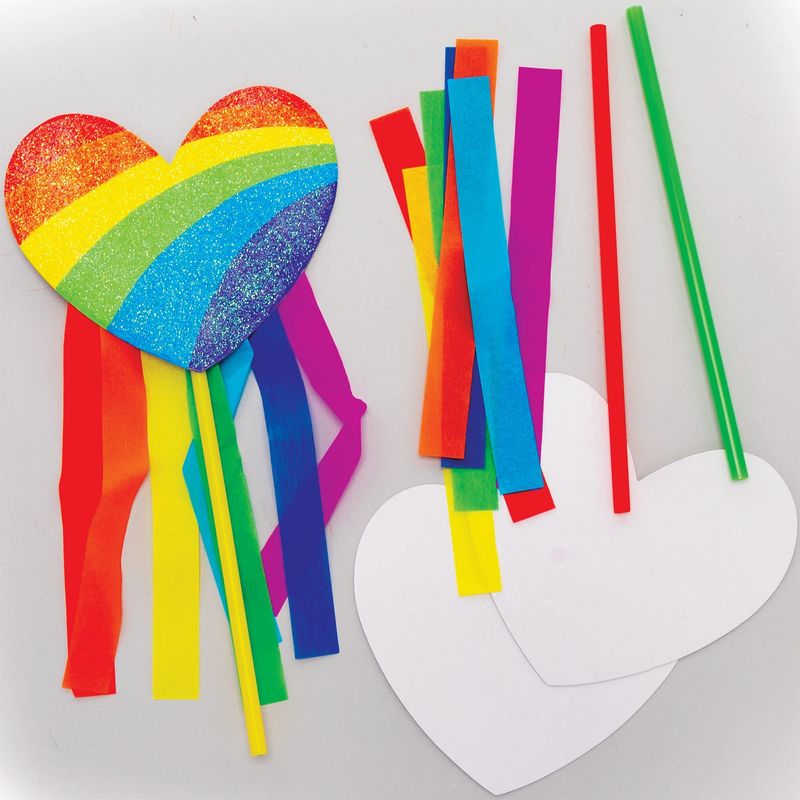 Baker Ross Rainbow Heart Wand Craft Kits - Pack of 8, Arts and Craft ...