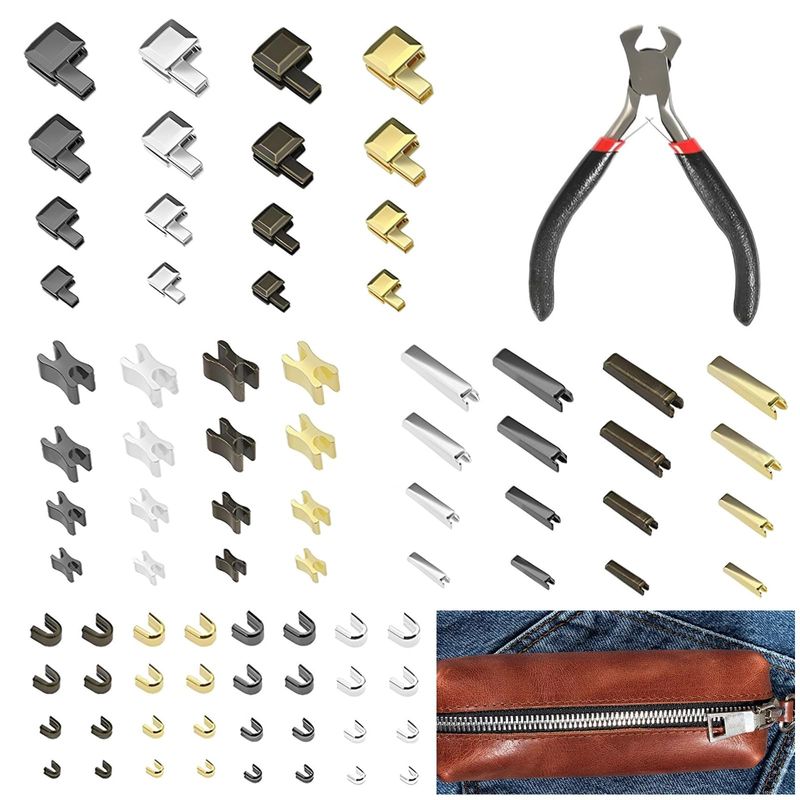 80 PCS Zipper Repair Kit, Insertion Pin Zipper Bottom Stopper Zipper ...