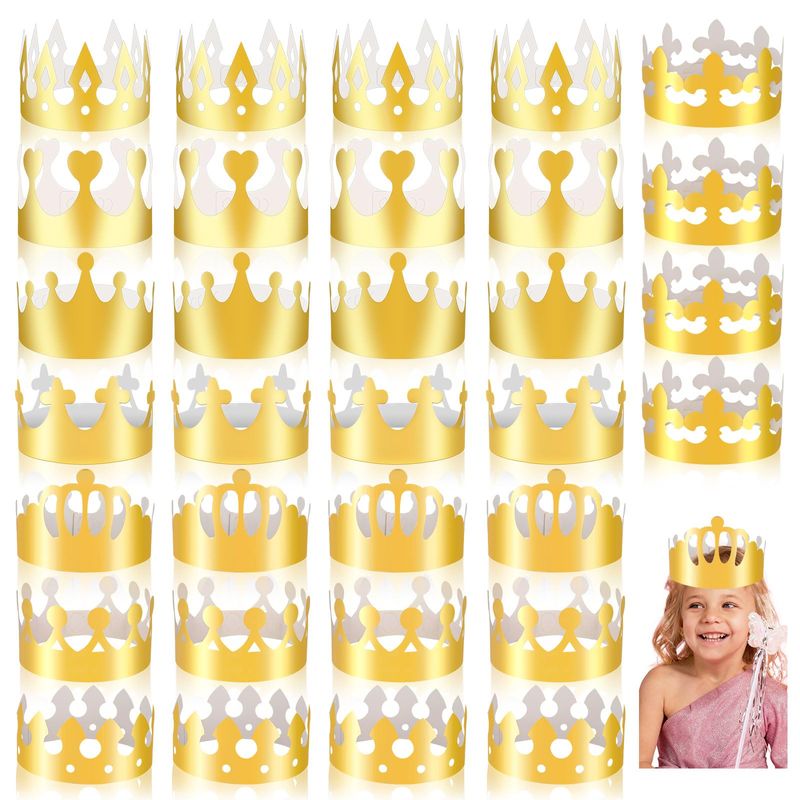MGZTTHW Gold Paper Crowns, 32 pcs Birthday King Crowns, Paper Prince ...