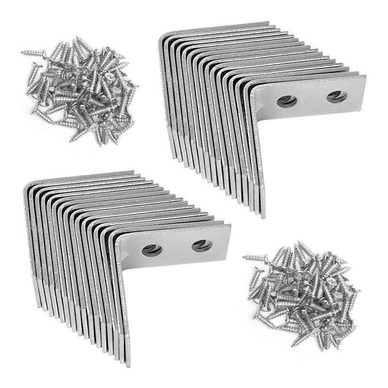 32 Pcs Corner Brackets for Wood with Screws - Galvanised L Shaped ...