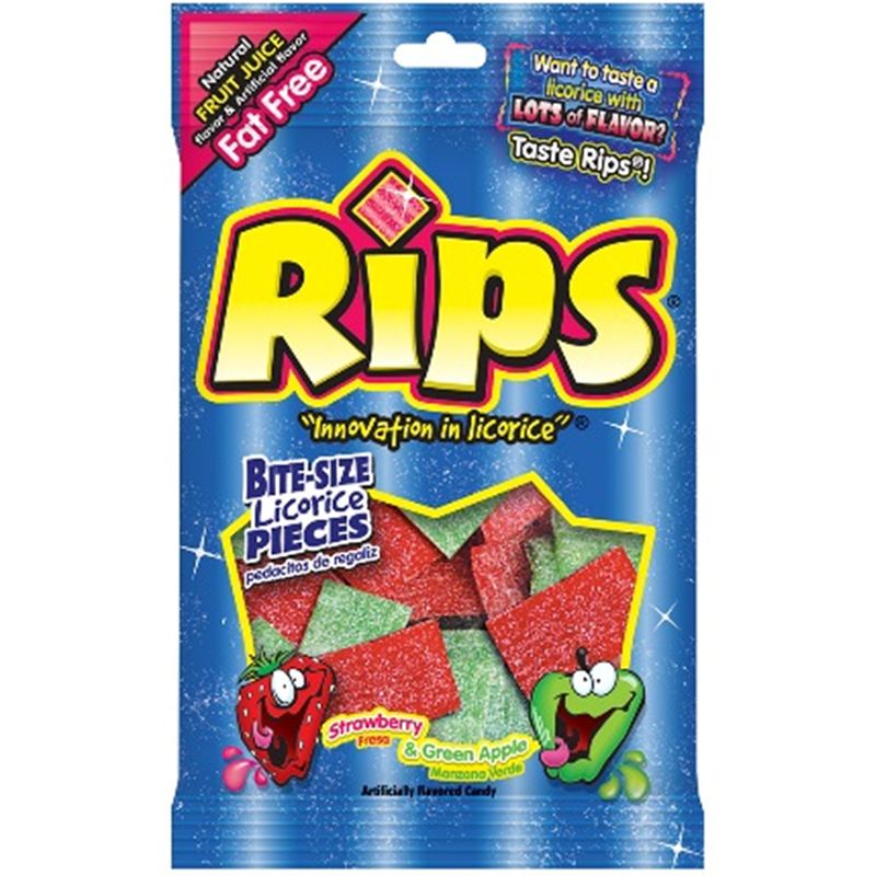 Foreign Candy, Rips Licorice Pieces Strawberry Green Apple Bite-Size, 4 ...