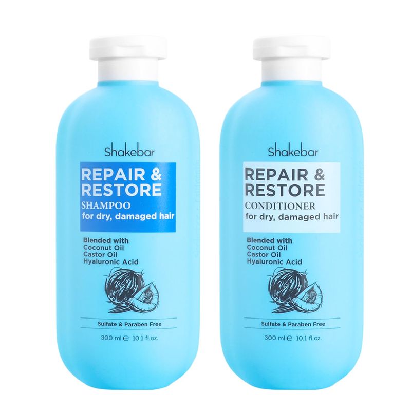 SHAKEBAR Coconut Shampoo and Conditioner, Natural Castor Oil Shampoo and Conditioner, Moisturize ...