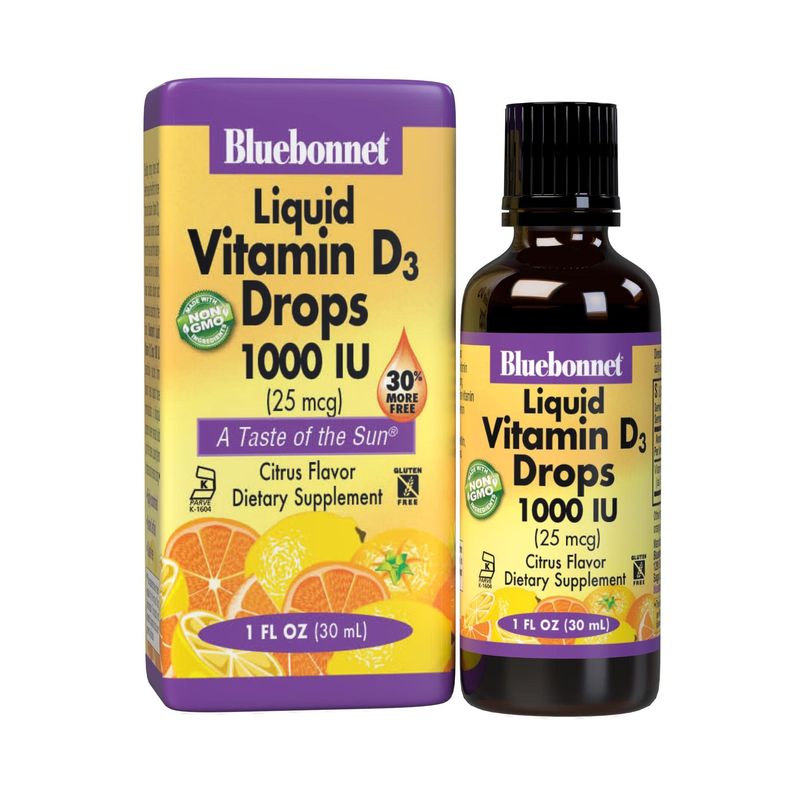 BlueBonnet Liquid Vitamin D3 Drops 1000 IU, Citrus, Transparent ...