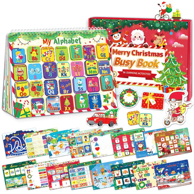 HomSeon Christmas Busy Book for Toddlers 3-5 Montessori Toys Preschool ...
