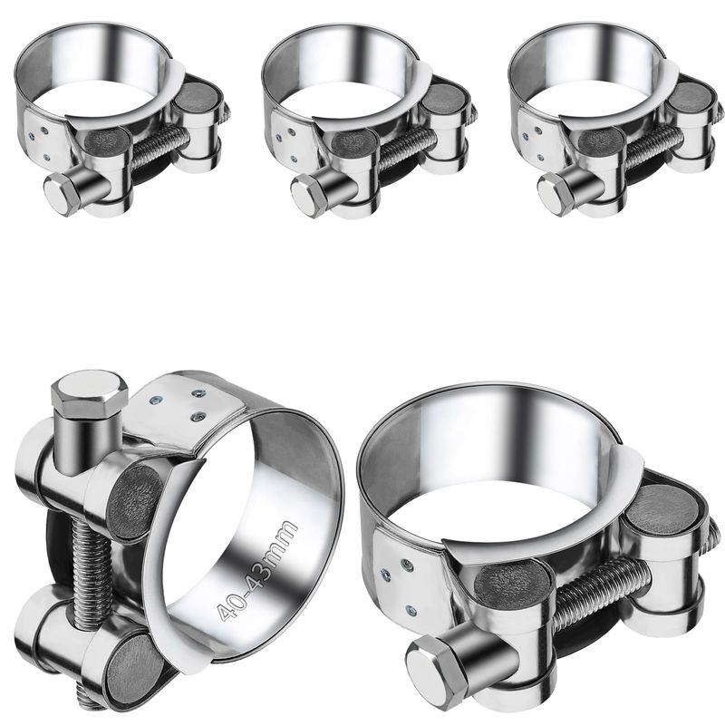 TXXATX T Bolt Hose Clamp 40-43 mm Exhaust Clamp 5 Pieces Hose Clip 304 ...