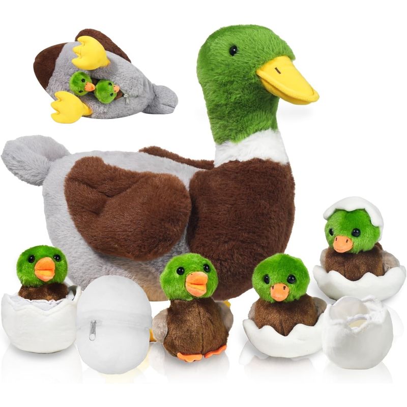 Youthfuljive 5 Pcs Duck Stuffed Animals Plush Duck Toys, 12" Mommy ...