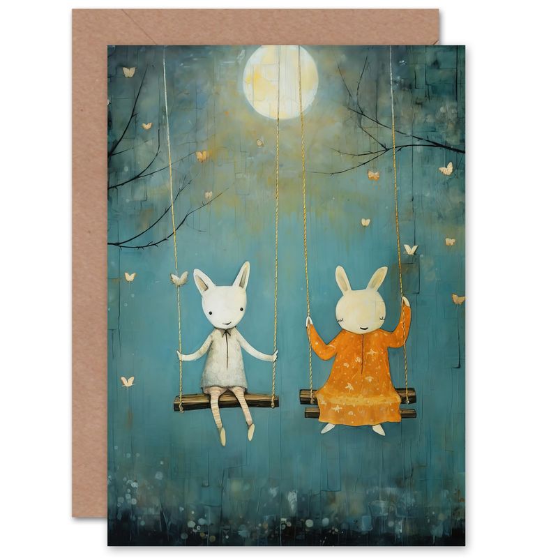 Artery8 Rabbits on a Swing with Moonlit Butterflies for Child Children ...