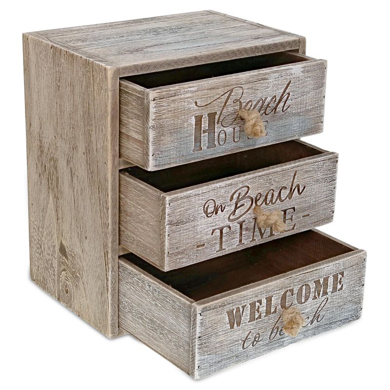 CoTa Global Driftwood Nautical 3 Drawer Storage Organizer - Wood 3 Tier ...